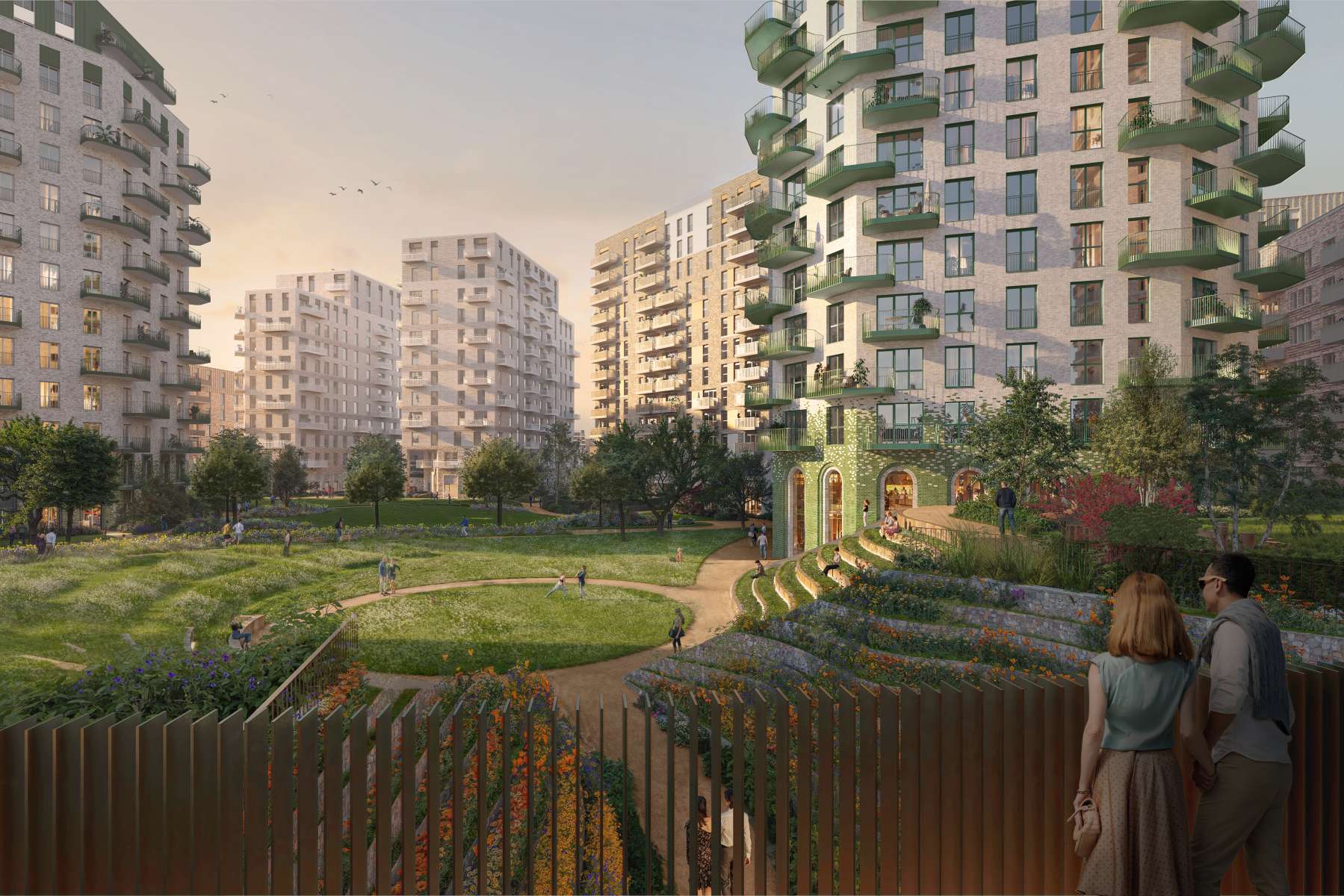 Bow Green Phase 1 – scaffolding down and facades out!